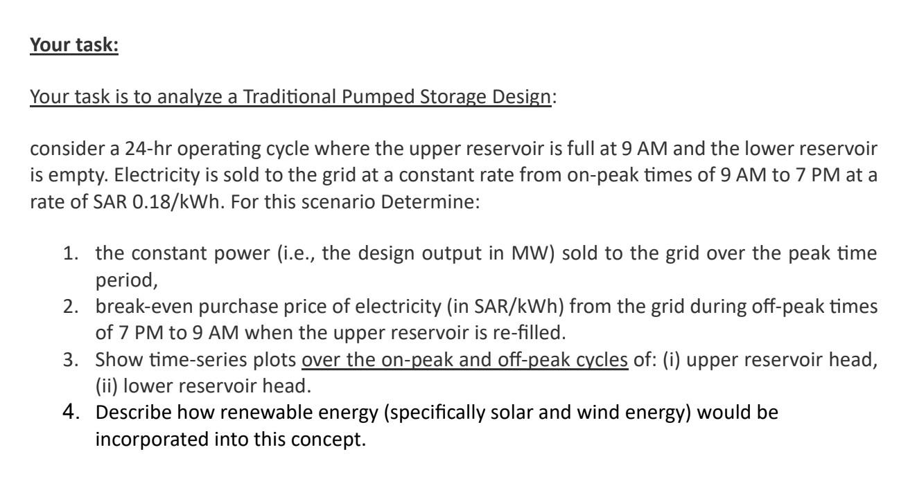 Solved Pumped Hydropower Storage Project A renewable power | Chegg.com
