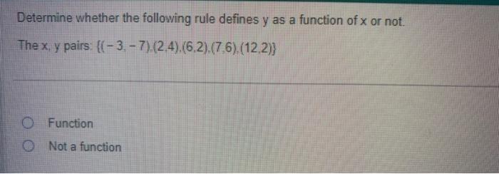 Solved Determine whether the following rule defines y as a | Chegg.com