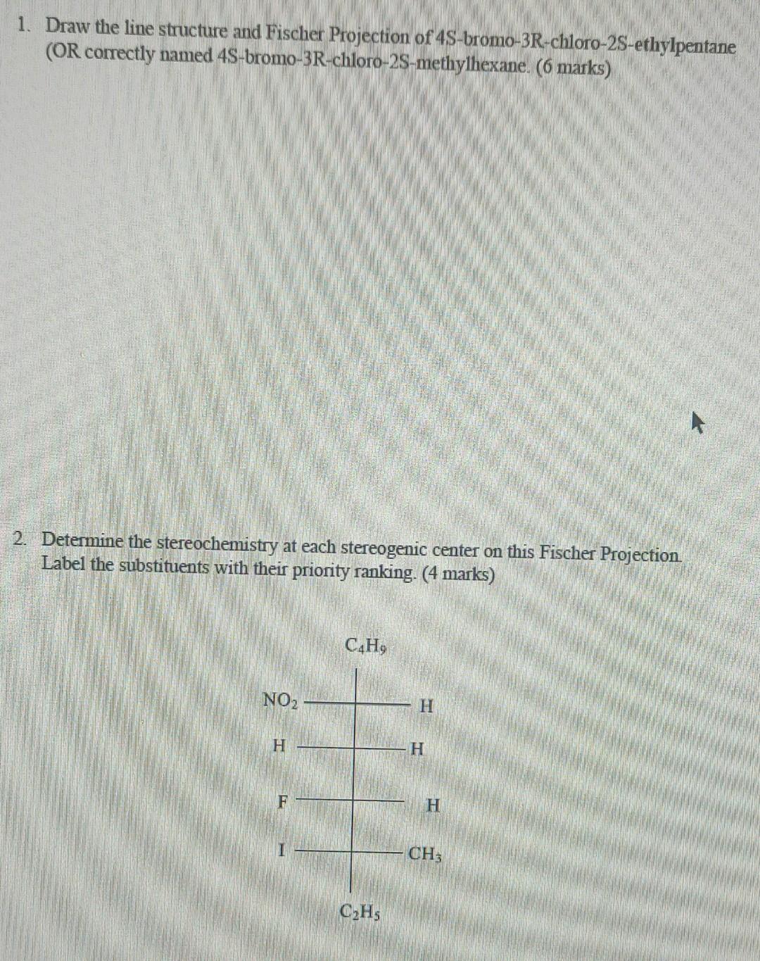 Solved 1. Draw the line structure and Fischer Projection of | Chegg.com