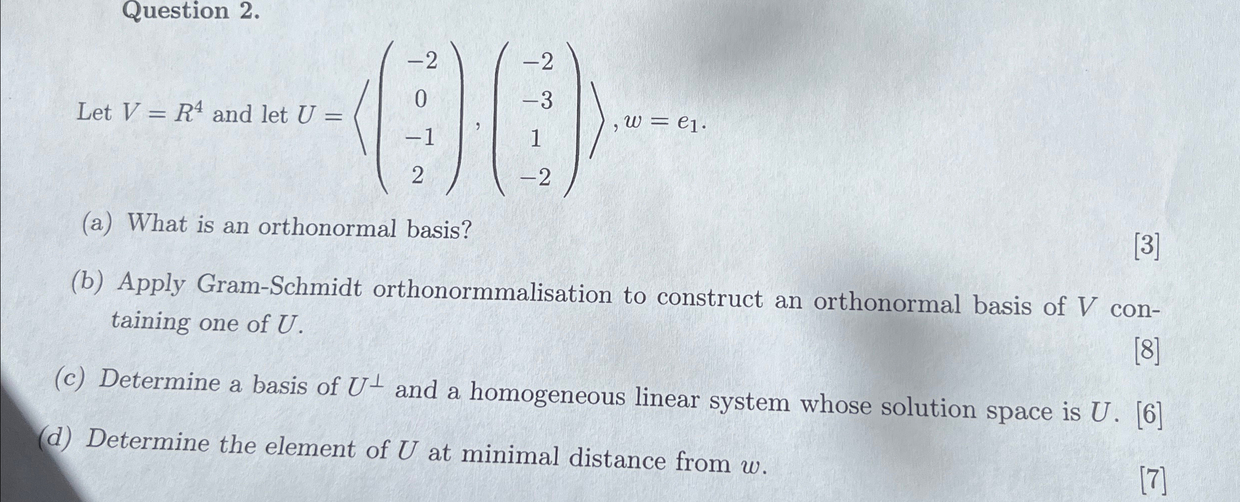 Solved Question 2.Let V=R4 ﻿and let | Chegg.com