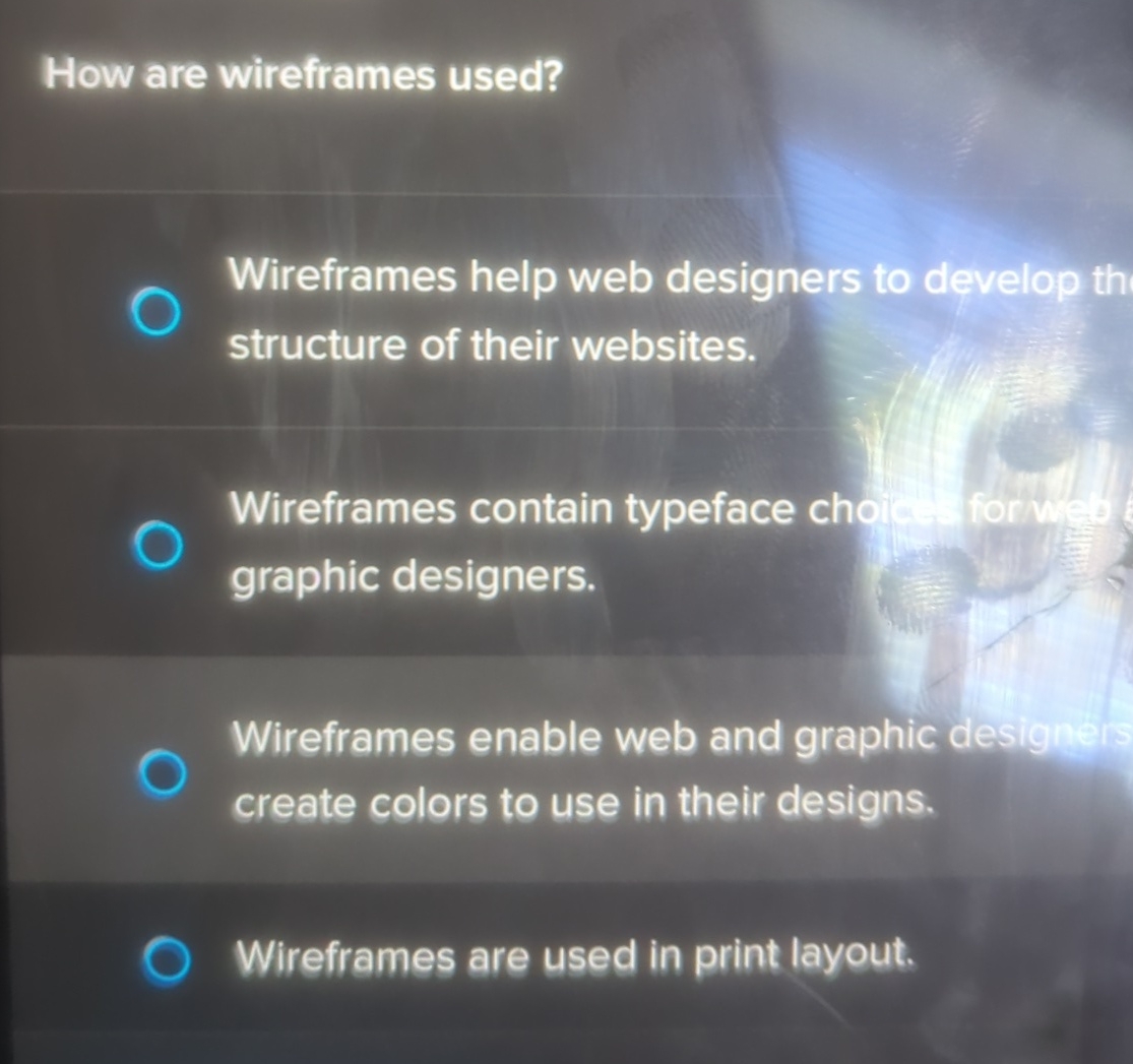 Solved How are wireframes used?Wireframes help web designers | Chegg.com