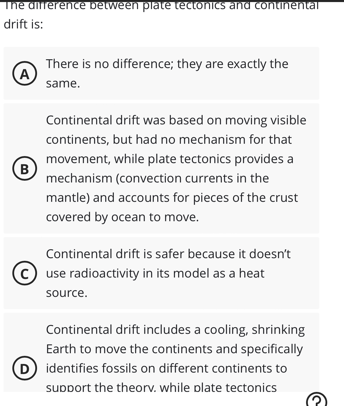 Solved The ditference between plate tectonics and | Chegg.com