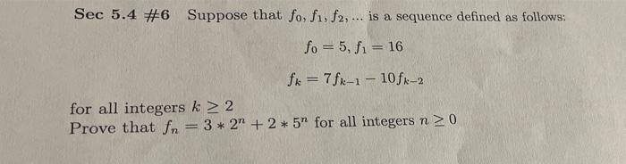 Solved Sec 5.4 #6 Suppose that fo, f1, f2, ... is a sequence | Chegg.com