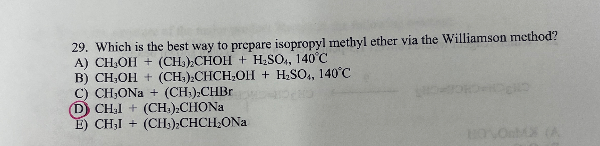 Solved Which is the best way to prepare isopropyl methyl | Chegg.com