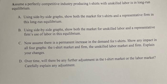 Solved Assume a perfectly competitive industry producing | Chegg.com
