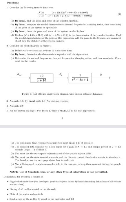 Solved 1. Consiller the following transfer functiona: | Chegg.com