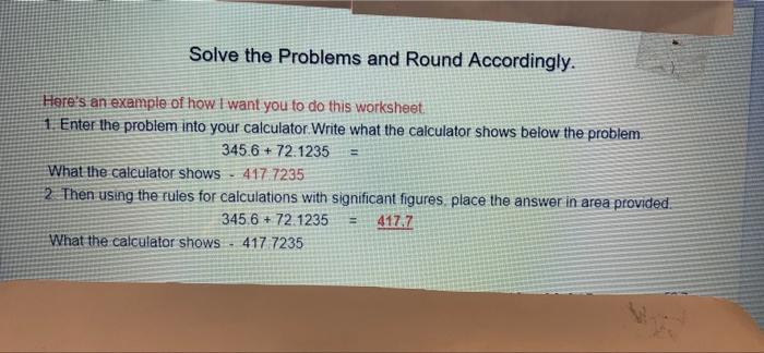Solved Solve the Problems and Round Accordingly. Hare's an | Chegg.com