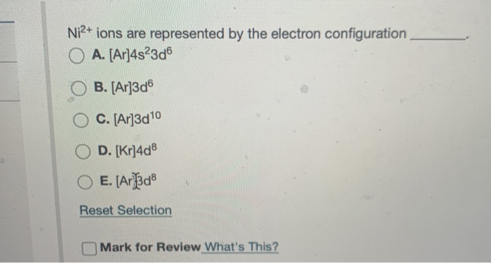 Solved Ni2+ ions are represented by the electron | Chegg.com