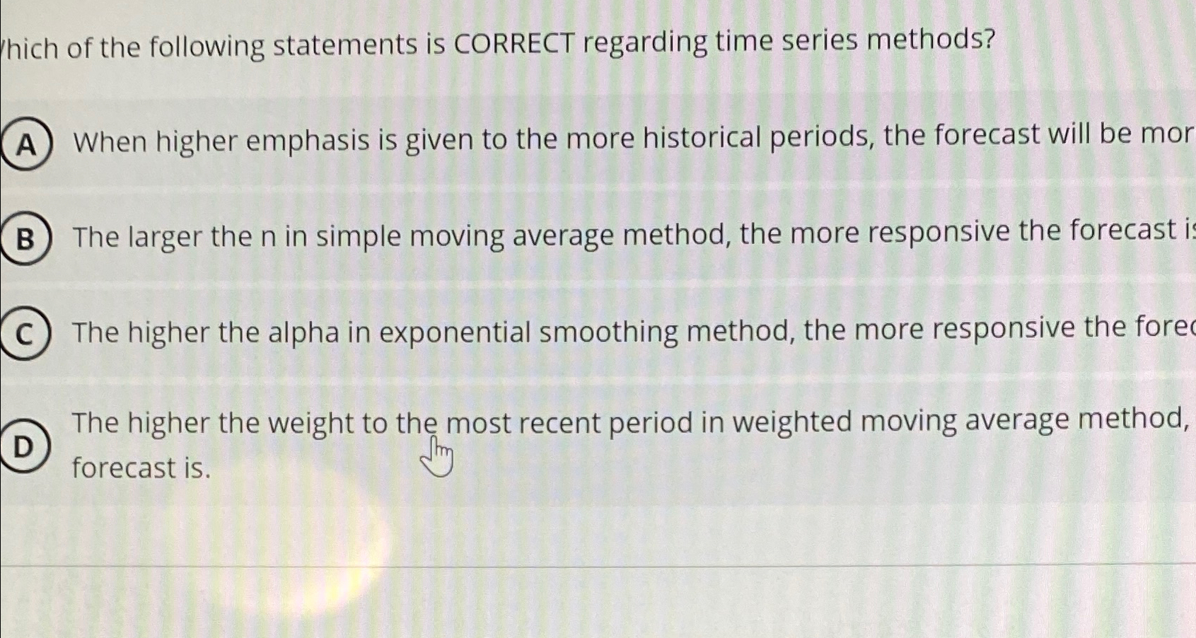 Solved hich of the following statements is CORRECT regarding | Chegg.com