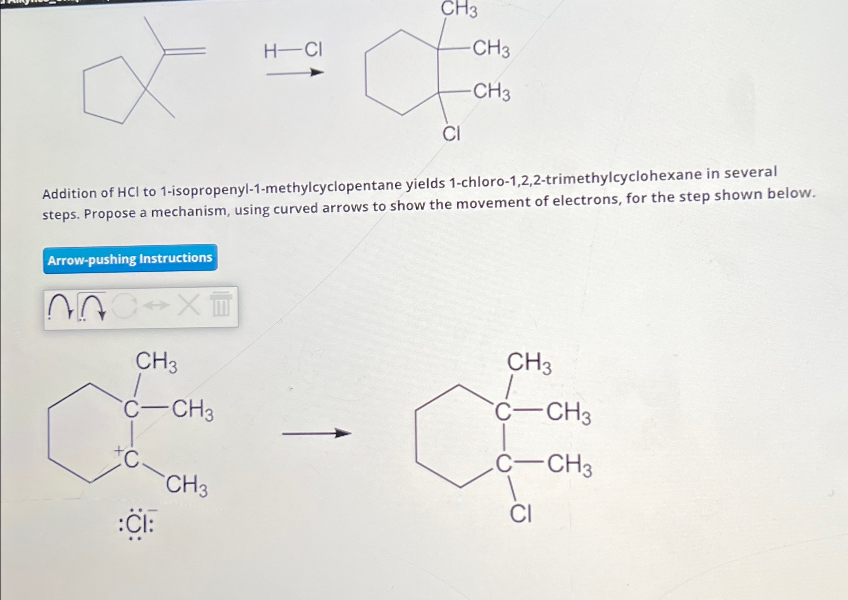 Solved Addition of HCl ﻿to | Chegg.com