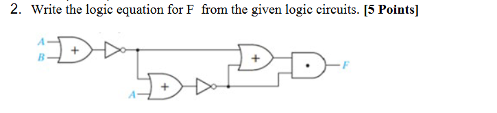 Solved 2. ﻿Write the logic equation for \( ﻿F \) ﻿from the | Chegg.com