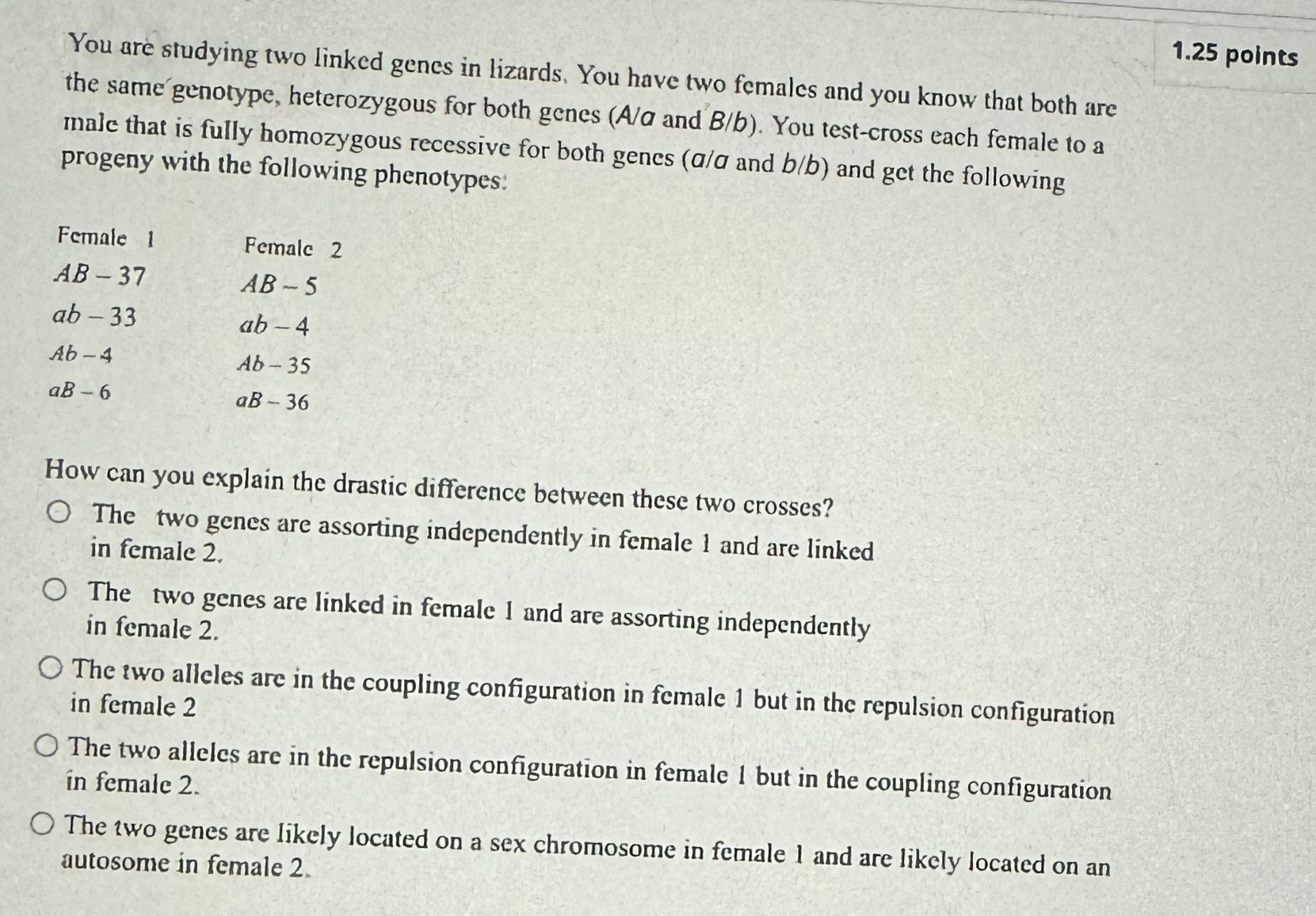 Solved You are studying two linked genes in lizards, You | Chegg.com