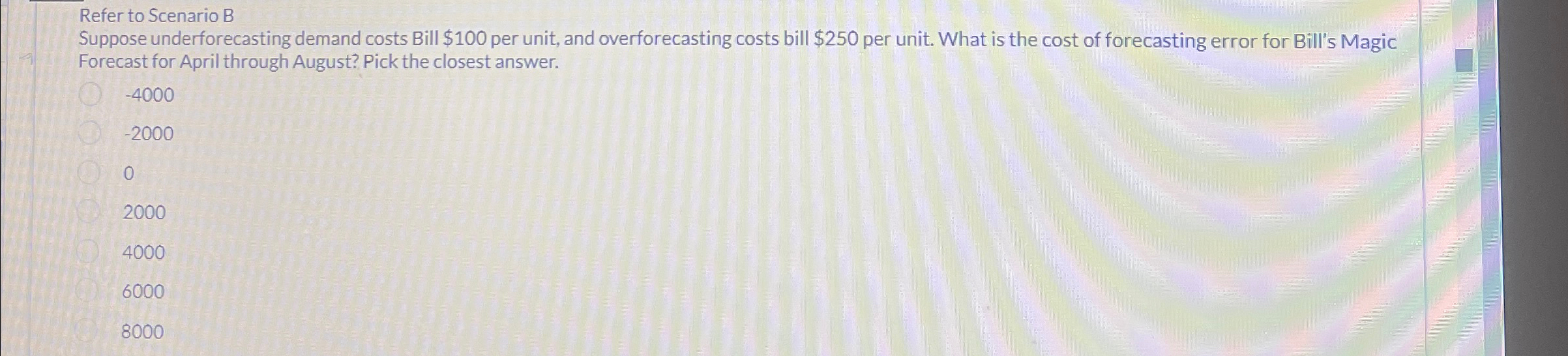 Solved Refer to Scenario BSuppose underforecasting demand | Chegg.com
