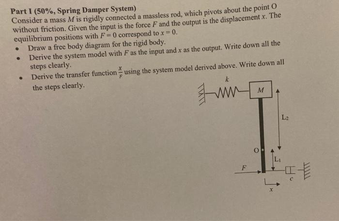 Solved Part 1 (50%, Spring Damper System) Consider a mass M | Chegg.com
