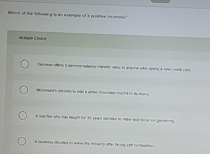 Solved Which of the following is an example of a positive | Chegg.com