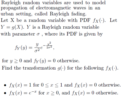 Rayleigh random variables are used to model | Chegg.com