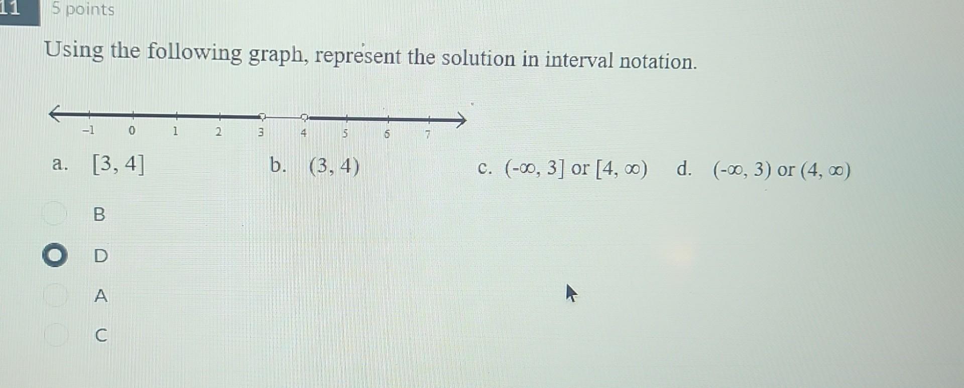 Solved Using the following graph, represent the solution in | Chegg.com