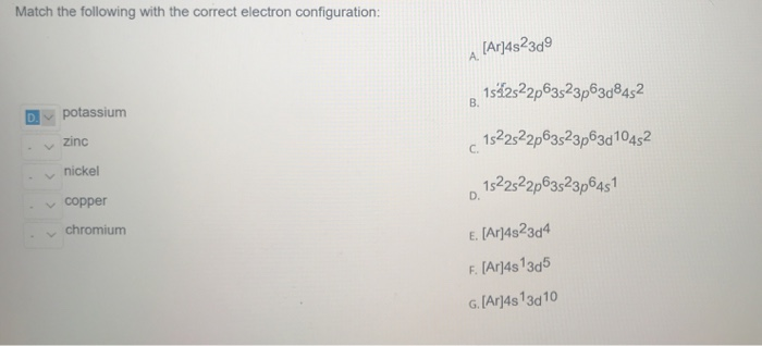 Solved Match the following with the correct electron | Chegg.com