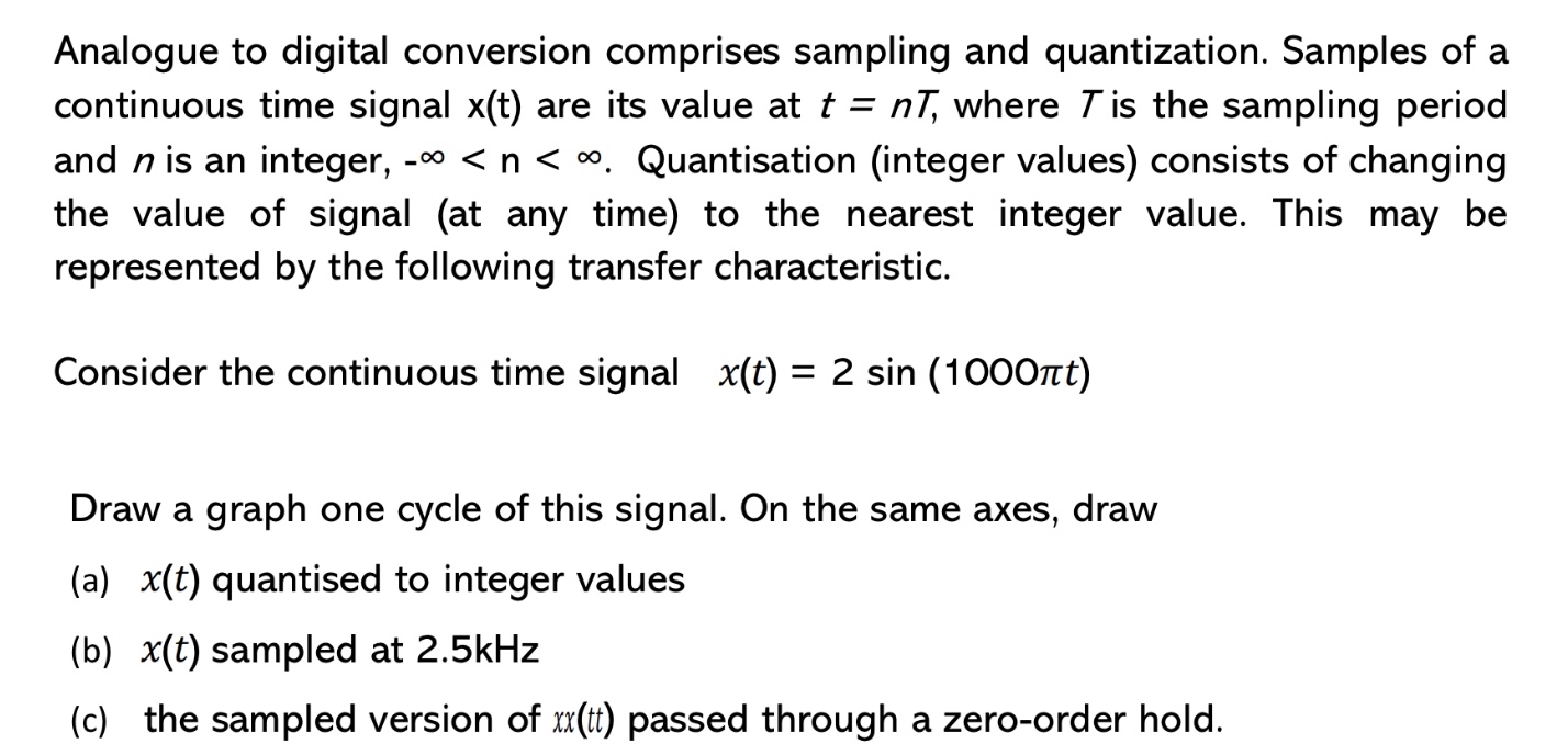 Solved Analogue to digital conversion comprises sampling and | Chegg.com