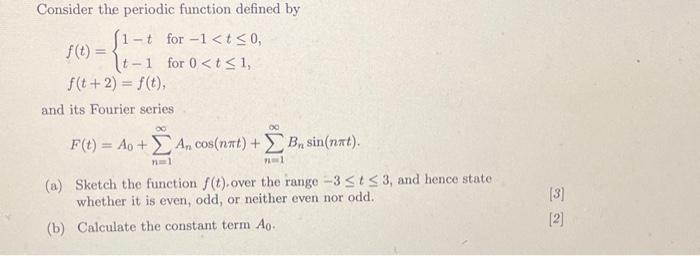 Solved Consider the periodic function defined by | Chegg.com