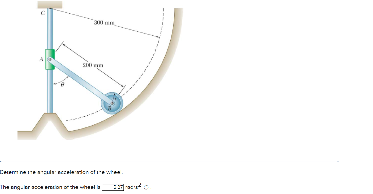Solved Determine the angular acceleration of the wheel.The | Chegg.com