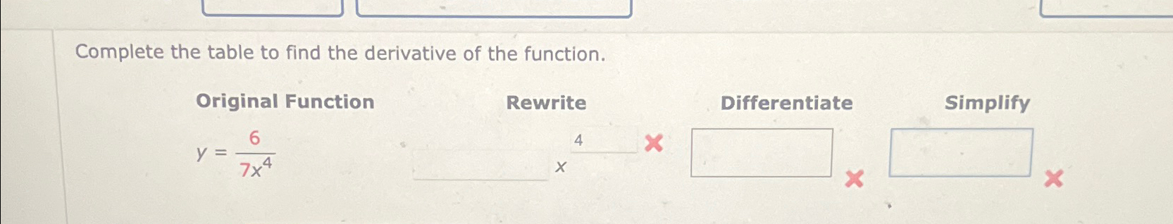 Solved Complete the table to find the derivative of the | Chegg.com