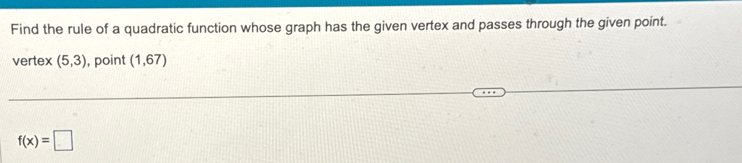 Solved Find the rule of a quadratic function whose graph has | Chegg.com