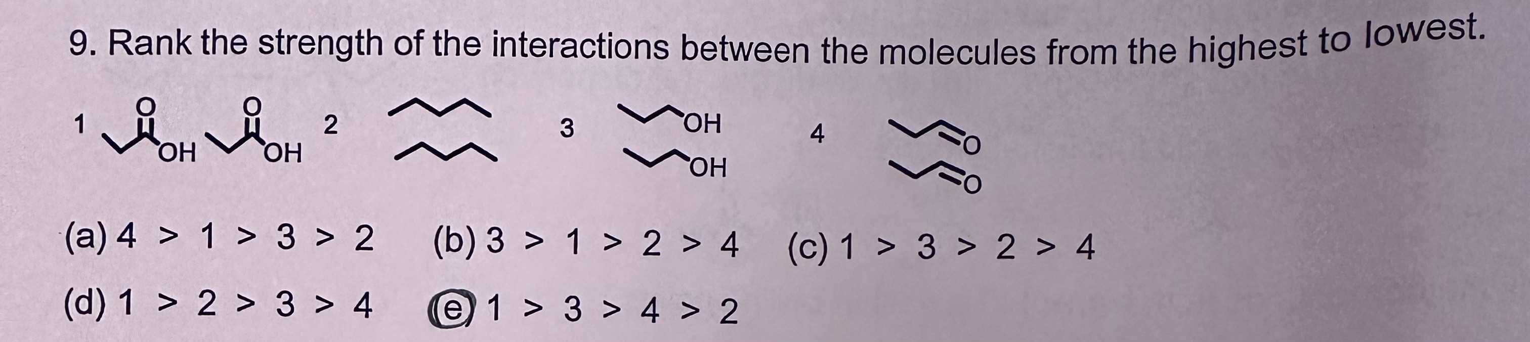 Solved Rank the strength of the interactions between the | Chegg.com