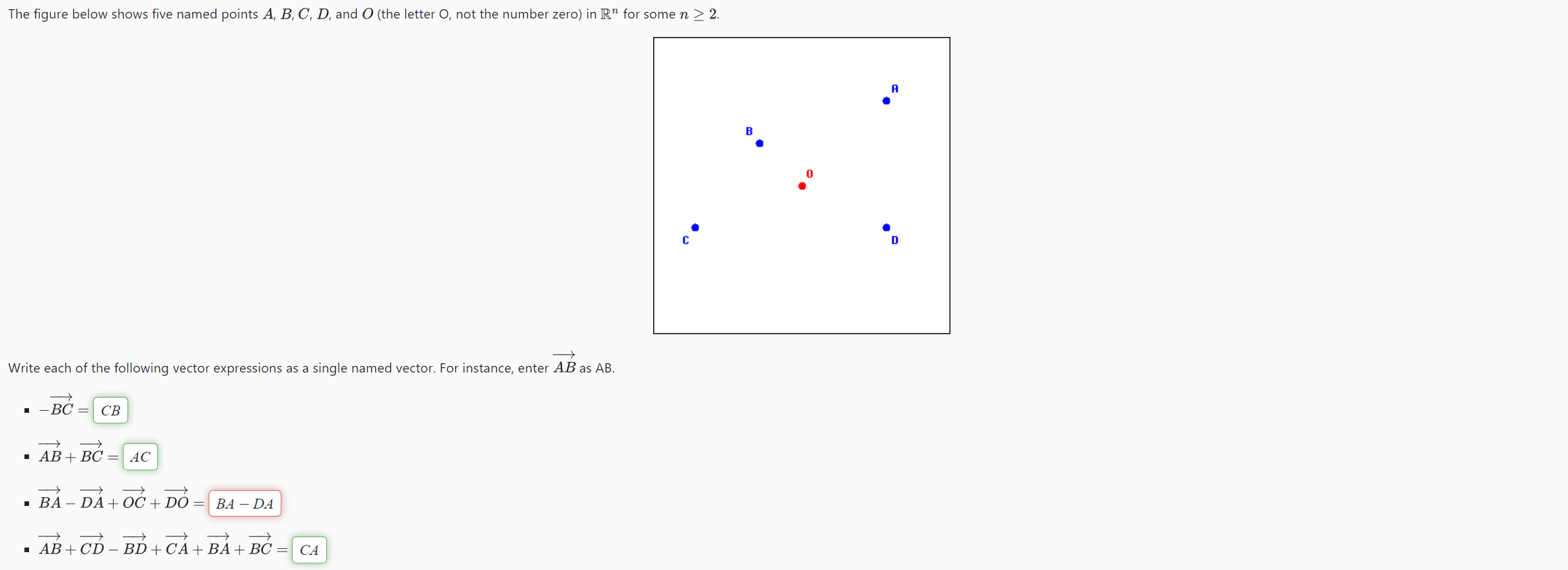 Solved The figure below shows five named points A,B,C,D, | Chegg.com