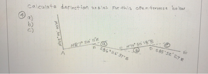Solved Calculate deflection angles for this open traverse | Chegg.com