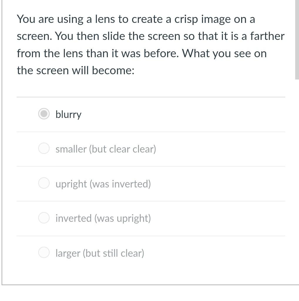 Solved You are using a lens to create a crisp image on a | Chegg.com