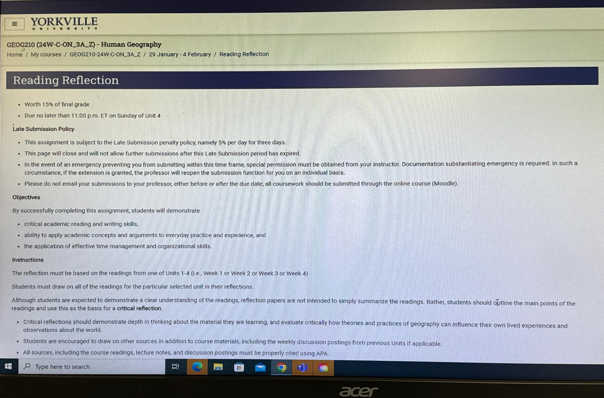Solved YORKVILLEGEOG210 (24W-C-ON_3A_Z) - ﻿Human | Chegg.com