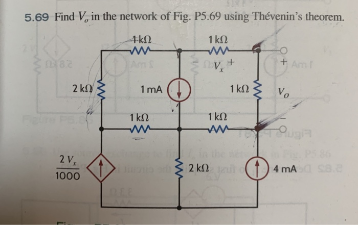 Solved 5.69 Find V, in the network of Fig. P5.69 using | Chegg.com