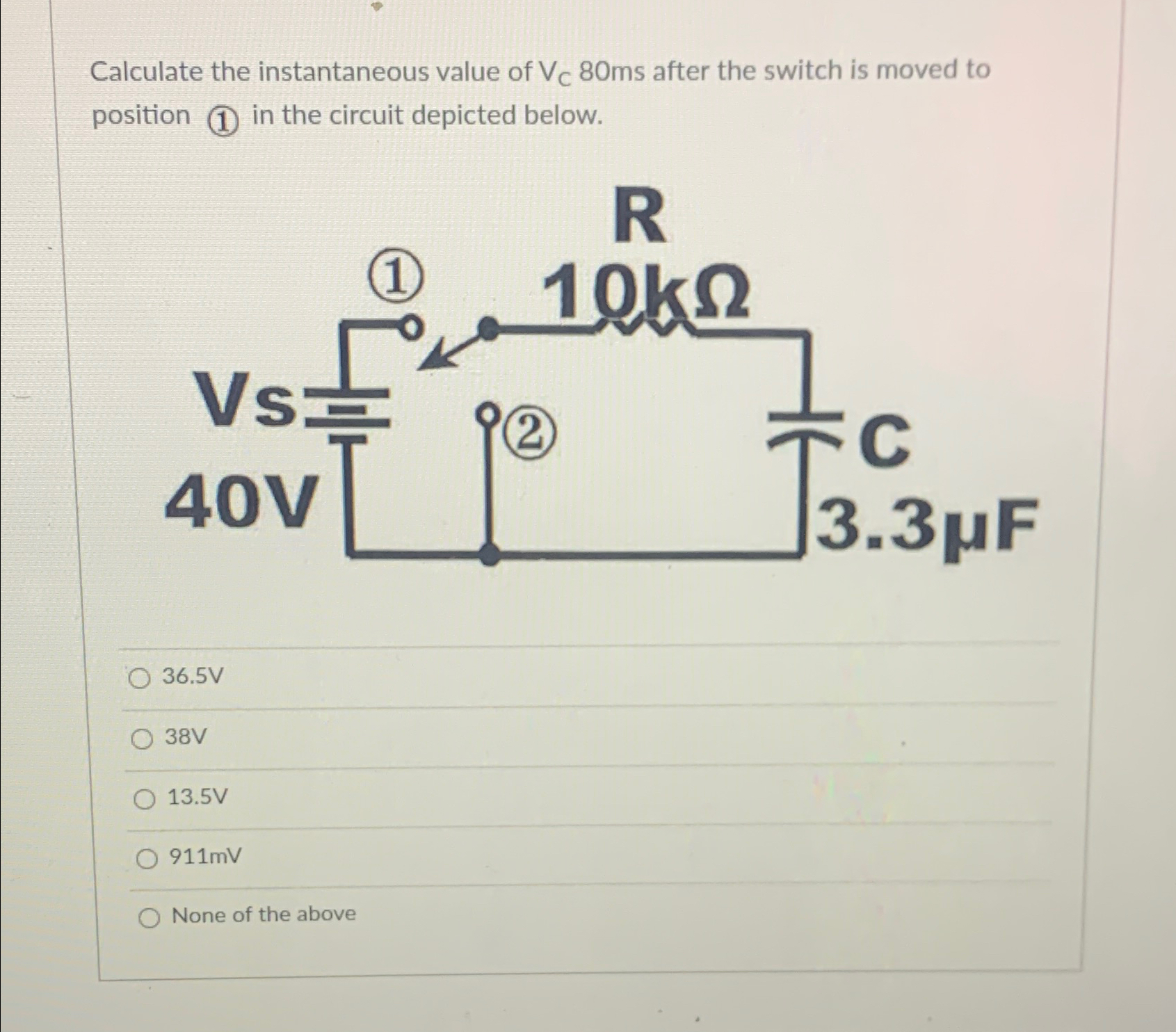 Solved Calculate the instantaneous value of VC80ms ﻿after | Chegg.com