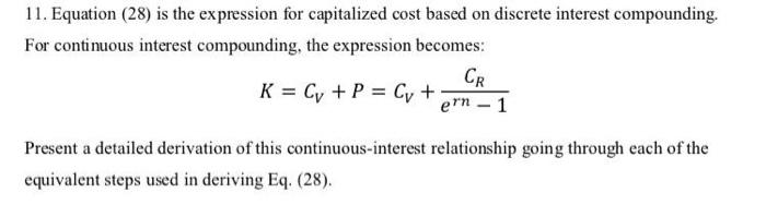 Solved 11. Equation (28) is the expression for capitalized | Chegg.com