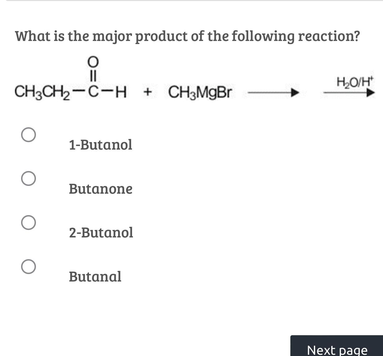 Solved What is the major product of the following | Chegg.com