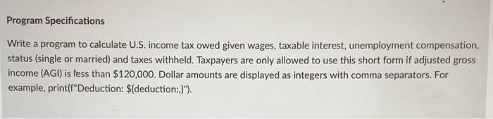 Solved Program Specifications Write a program to calculate | Chegg.com
