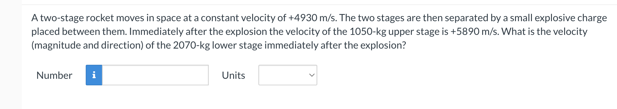 Solved A two-stage rocket moves in space at a constant | Chegg.com