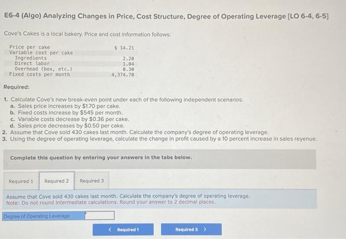 Solved E6-4 (Algo) Analyzing Changes in Price, Cost | Chegg.com