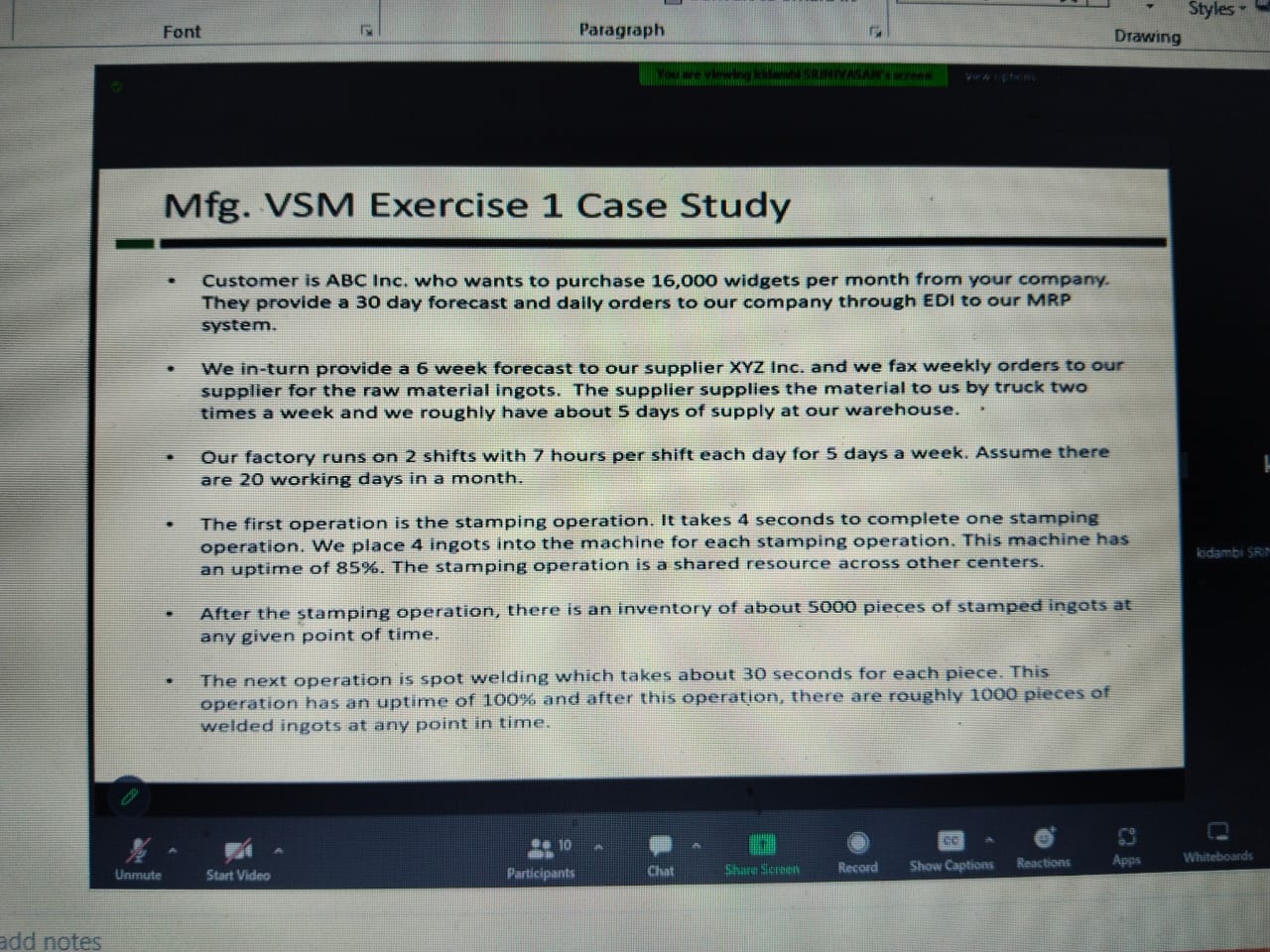 Solved Mfg. ﻿VSM Exercise 1 ﻿Case StudyCustomer is ABC Inc. | Chegg.com