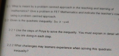 Solved 1 ﻿What is meant by a problem centred approach in the | Chegg.com