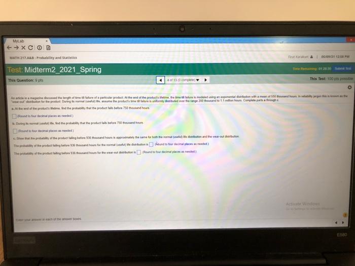 Solved Mylab + →XCOB MATH 217 ALB: Probability and | Chegg.com