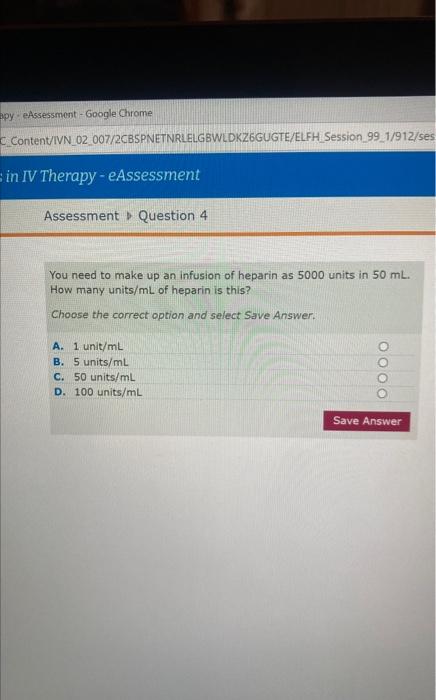 Solved You need to make up an infusion of heparin as 5000 | Chegg.com