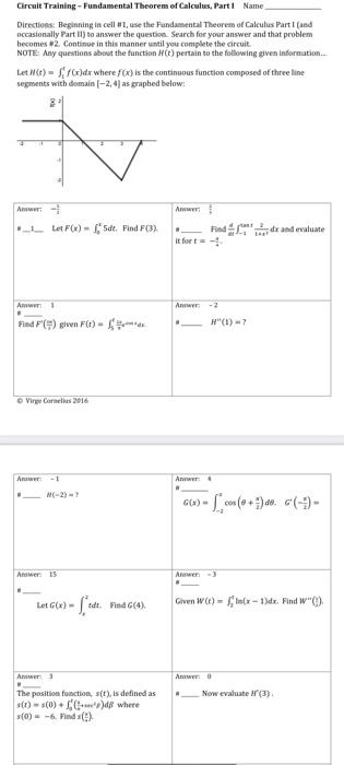 Circuit Training - Fundamental Theorem of Calculus, | Chegg.com