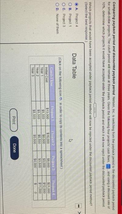 Solved Comparing payback period and discounted payback | Chegg.com
