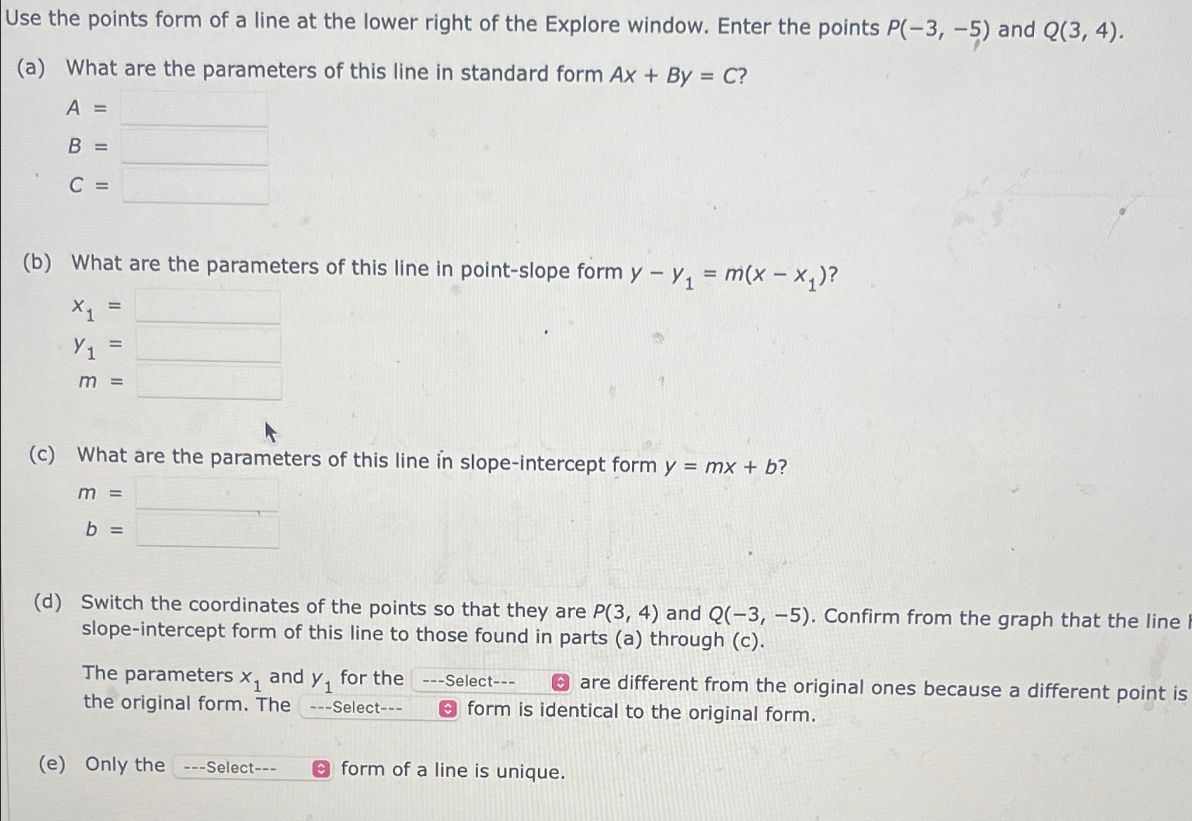 Solved Use the points form of a line at the lower right of | Chegg.com