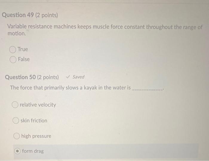 Solved Question 49 (2 points) Variable resistance machines | Chegg.com