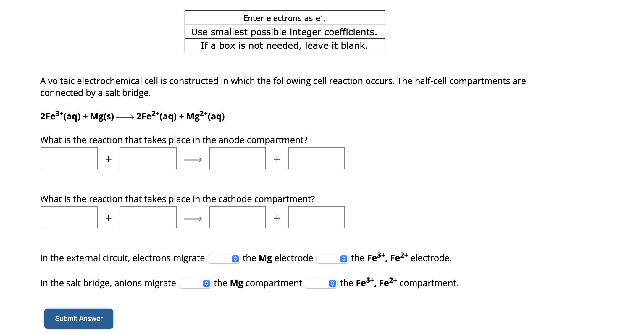 Solved Enter electrons as e-.Use smallest possible integer | Chegg.com