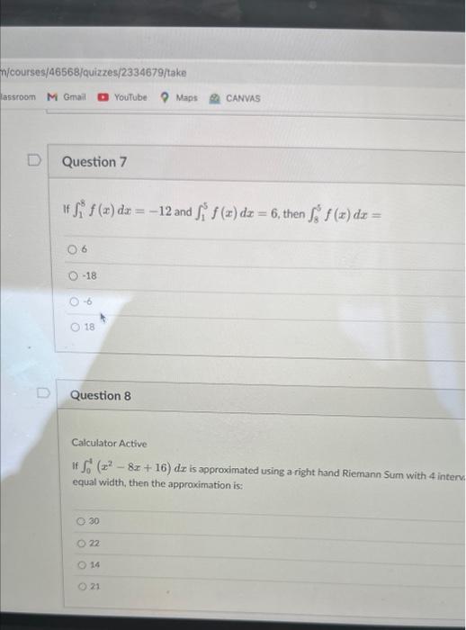 Solved If ∫18f(x)dx=−12 and ∫15f(x)dx=6, then ∫85f(x)dx= | Chegg.com