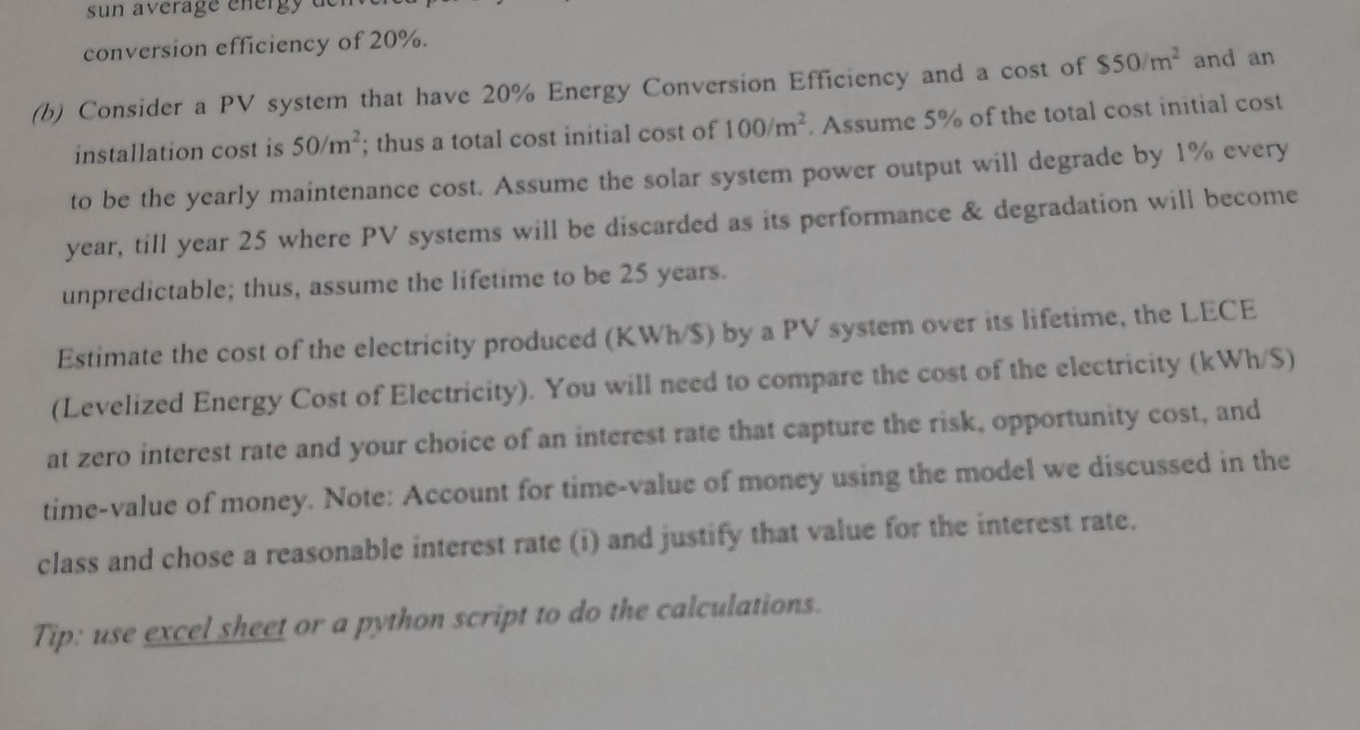 Solved conversion efficiency of 20%.(b) ﻿Consider a PV | Chegg.com